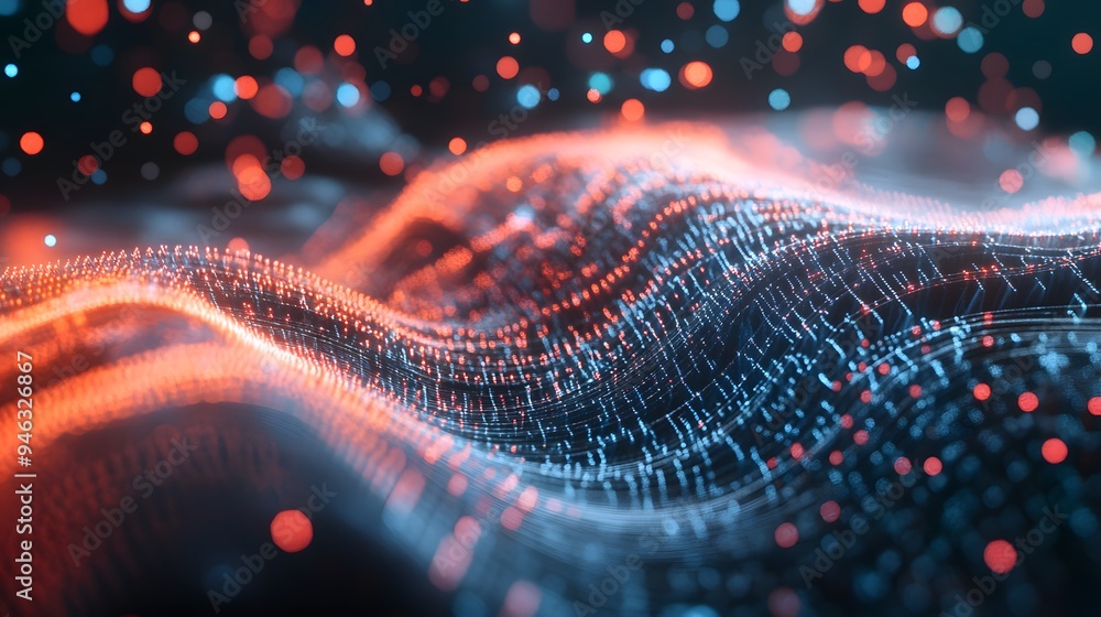 Blockchain ledger with AI-powered data streams visualized in high ...