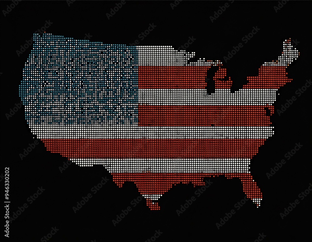Mosaic of United States Map on black background, USA map, Generative AI ...