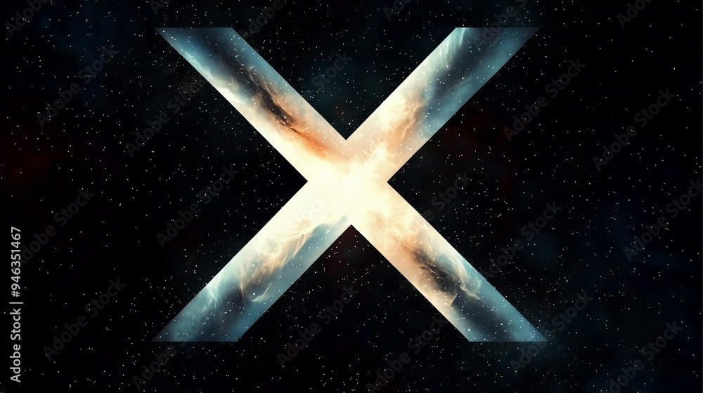 A glowing 'x' symbol in a dark, cosmic background representing ...