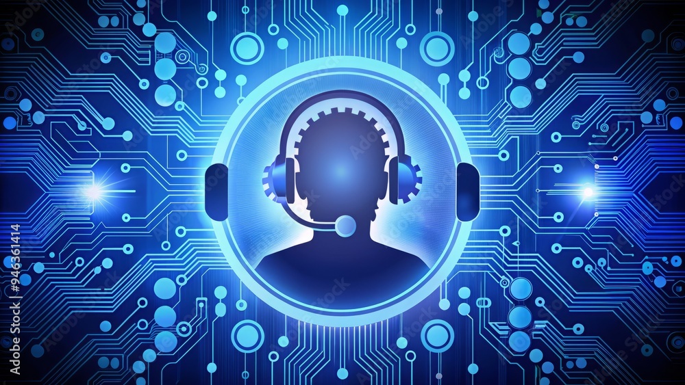 Stylized graphic representation of a dispatcher icon, featuring a ...