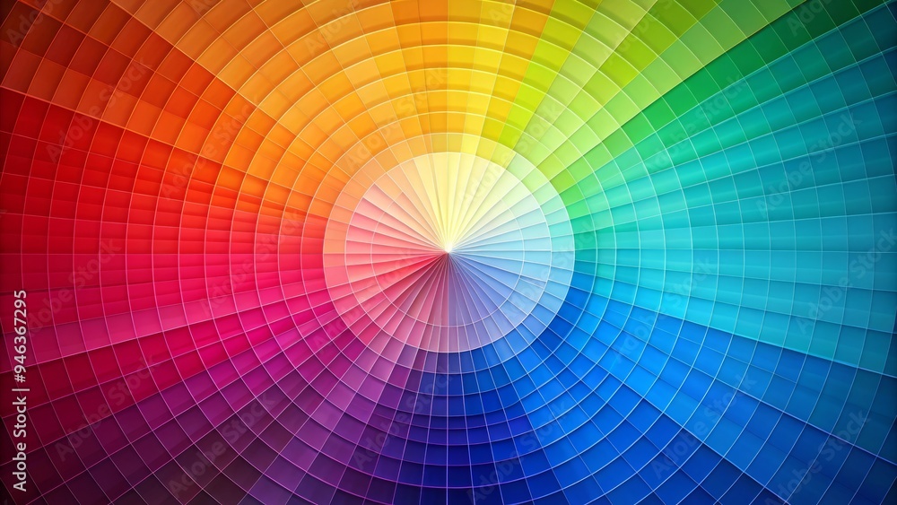 Vibrant circular color wheel featuring primary and secondary colors ...