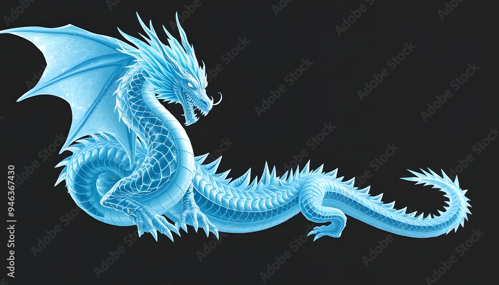High resolution Ice dragon 3D rendered. Write your text and use it as ...