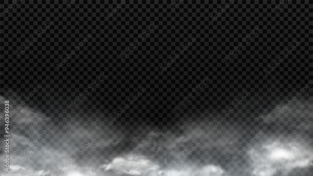 Realistic smoke or fog template. Vector illustration of mist or vapour ...