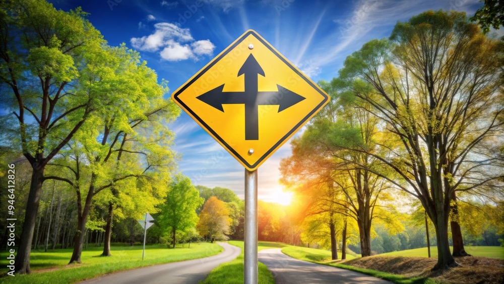 Decision-Making Concept with Road Sign Showing Multiple Paths, Sunny ...