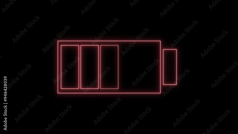 Neon battery fast charging animation, Glowing animated battery icon ...