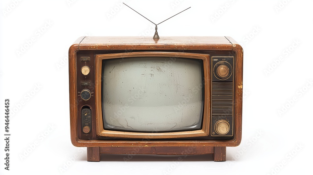 Retro TV Monitor: An old-fashioned television monitor with a curved ...
