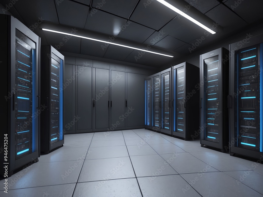 "Modern Data Center Walkthrough" "3D Render of Server Racks" "Cloud Computing Infrastructure ...