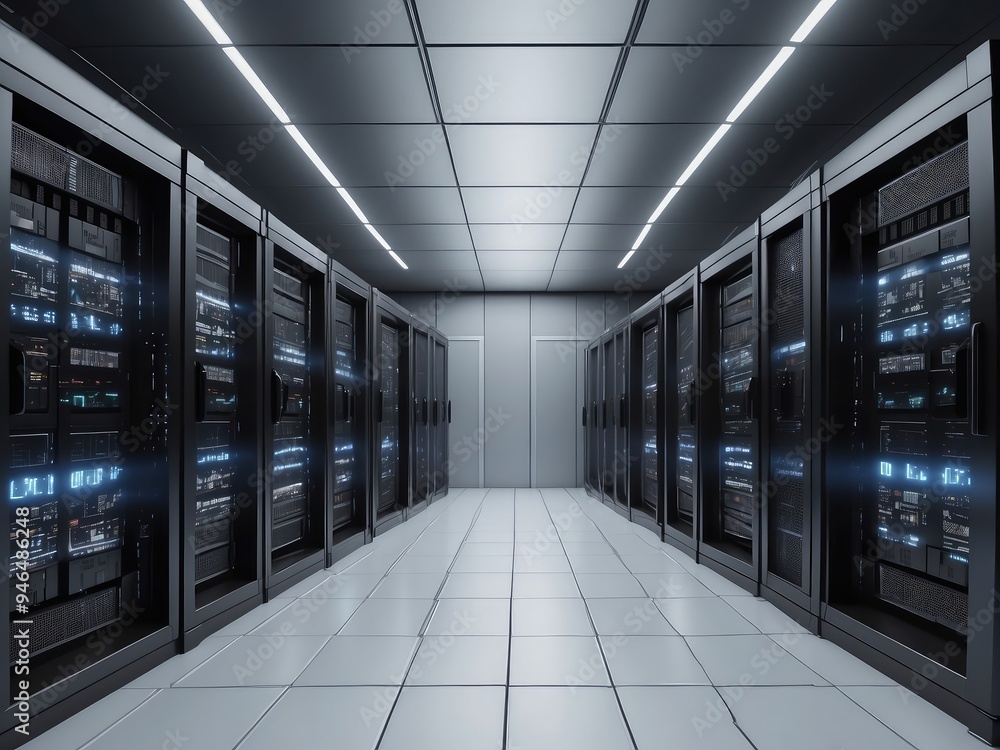 "Modern Data Center Walkthrough" "3D Render of Server Racks" "Cloud Computing Infrastructure ...