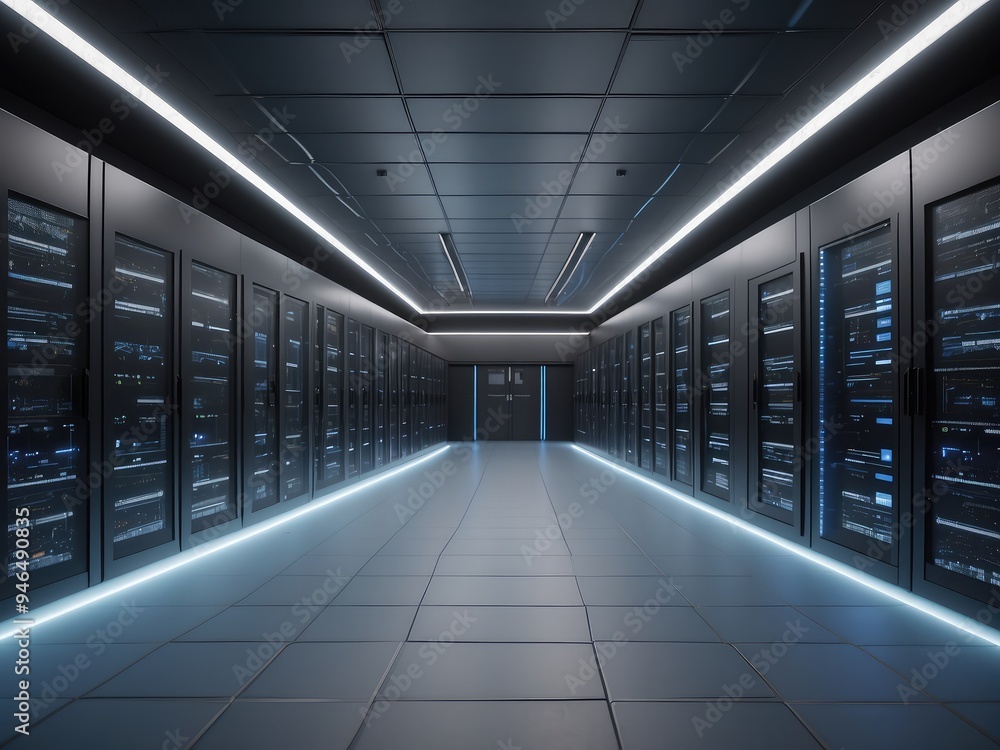 "Modern Data Center Walkthrough" "3D Render of Server Racks" "Cloud Computing Infrastructure ...