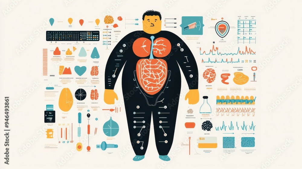 infographic highlighting human health with anatomical illustrations and ...