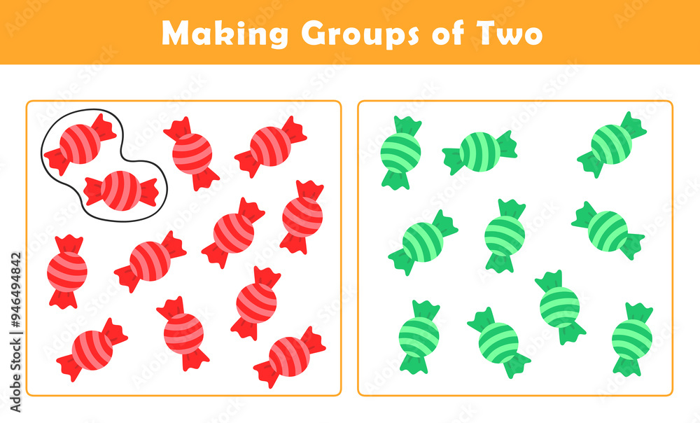 Making Groups of Two Worksheet. Grouping Picture Math Activity for Kids ...