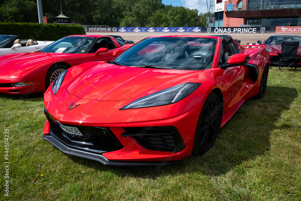 Stockholm, Sweden - August 03, 2024: Red Chevrolet Corvette (C8 ...
