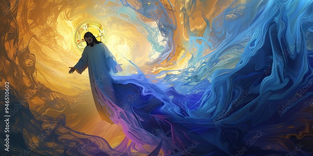 The Ascension of Christ - An abstract depiction of Jesus ascending to ...