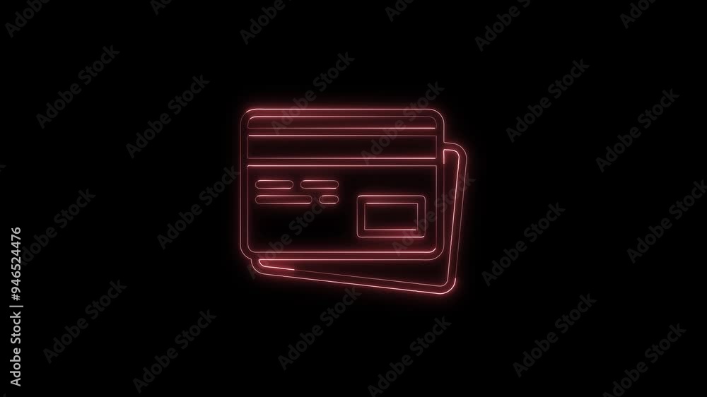 ID Card icon. Neon Identification card outline icon . Driver's license ...