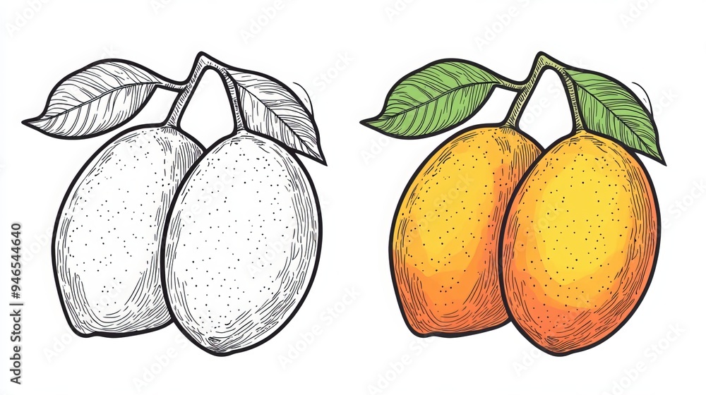 Color and trace fruits! Color this mango coloring page for kids. Mango ...