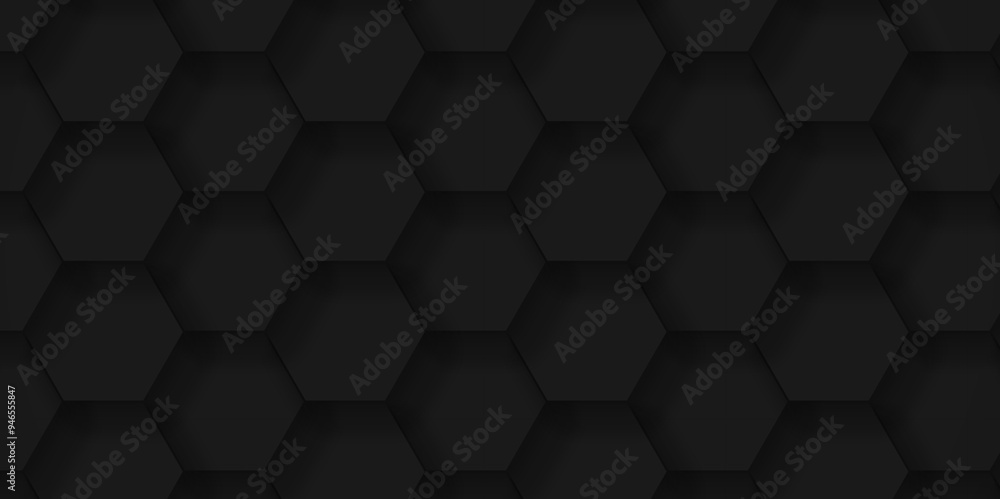 Abstract dark black Hexagonal Background. Luxury black Pattern. Vector ...