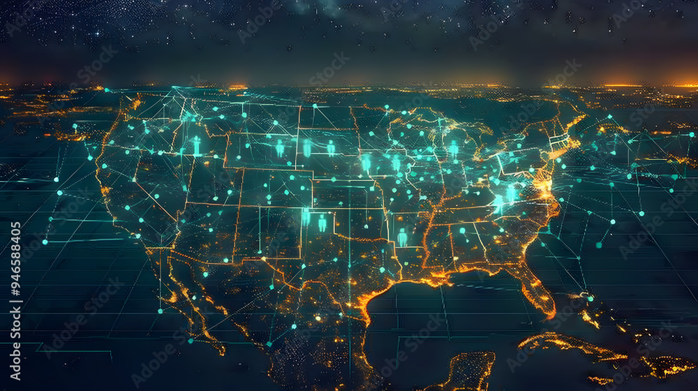 AI in Energy Grid Optimization, map of energy grids across North ...