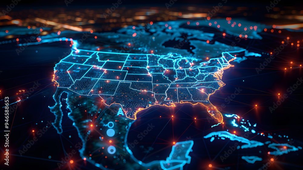 AI in Energy Grid Optimization, map of energy grids across North ...