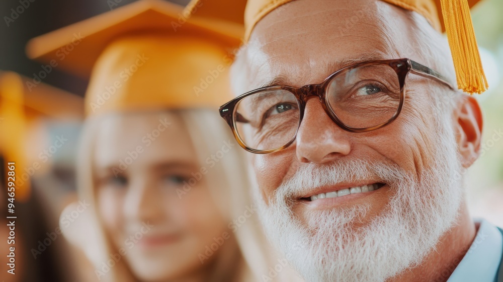 A senior male graduate smiling in cap and gown with a golden tassel ...