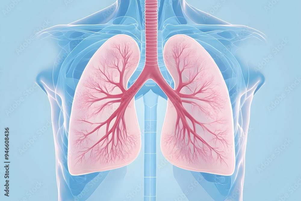 High-quality medical illustration of the human respiratory system ...