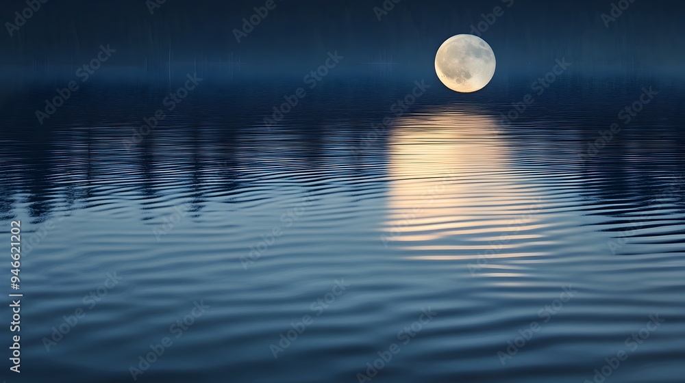 Conceptual image of the moon s soft ethereal reflection gently rippling ...