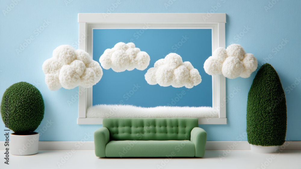 Catchy PVC window ad with an animated effect showing weather changes ...