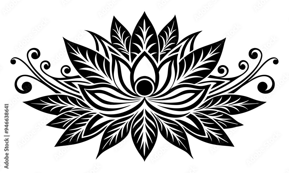 Vetor de Download Elegant Alpona Floral Art Design Concept – Black And ...