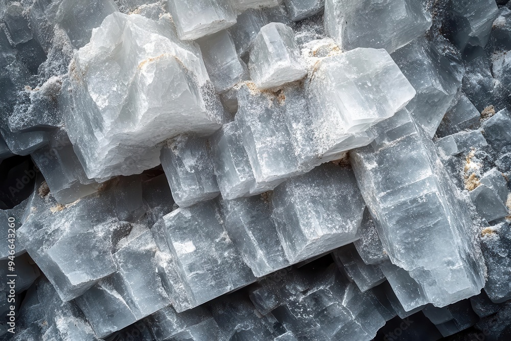 dramatic closeup of glistening sea salt crystals forming a rugged ...