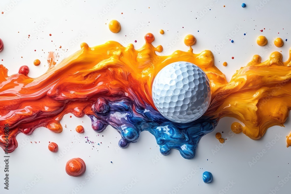 dynamic golf ball trail forming colorful paint splatter effect against ...