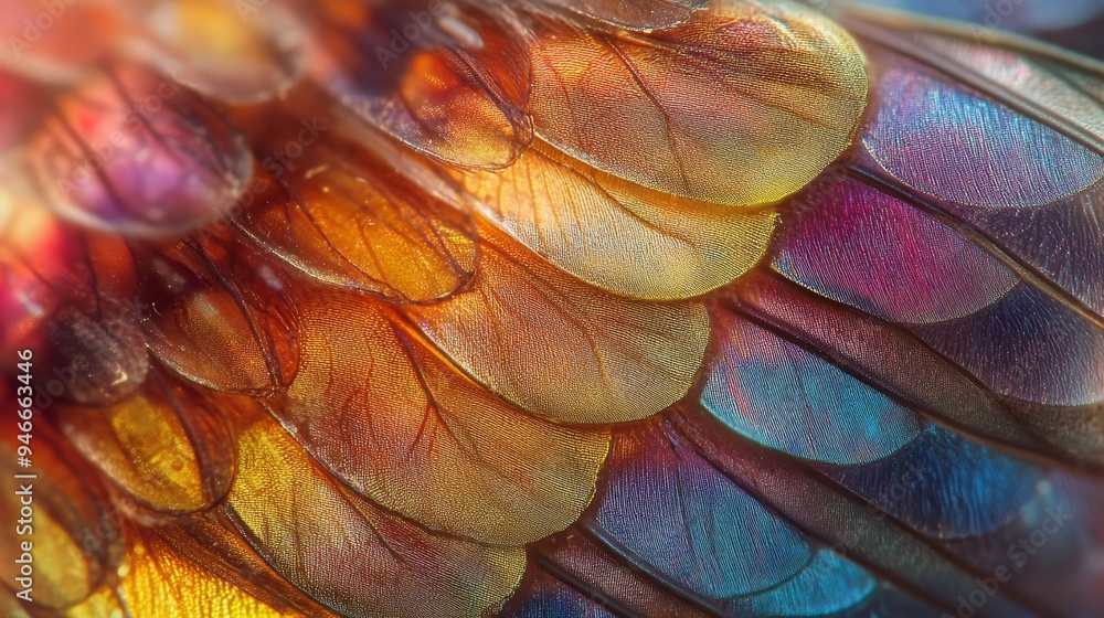 A close-up view of a bee wing under a microscope, showcasing the ...