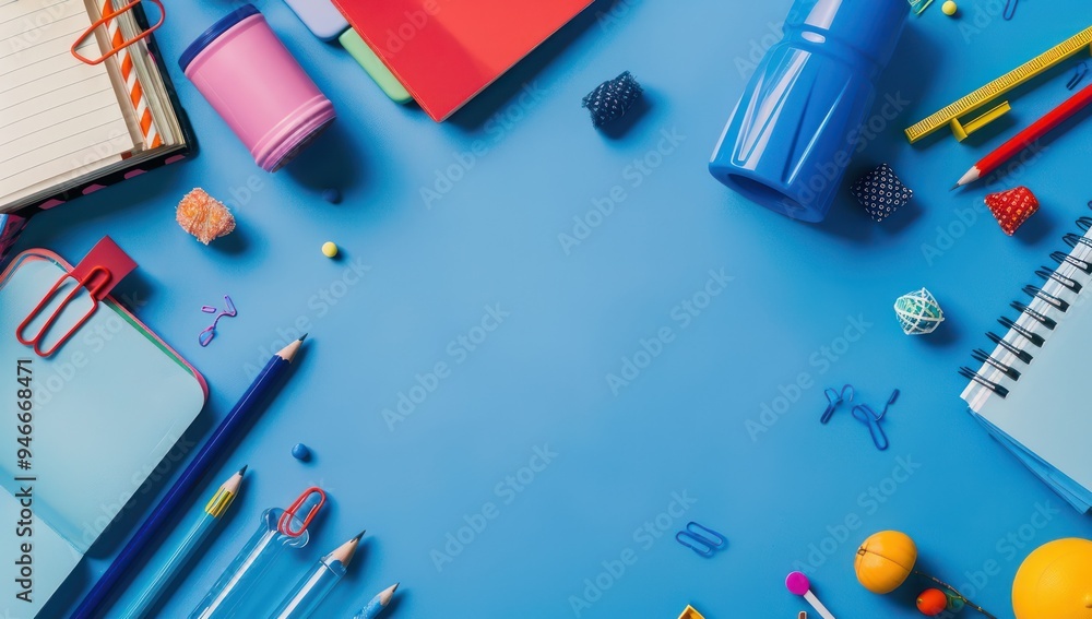 Royal blue background highlighting vibrant school supplies, ideal for ...