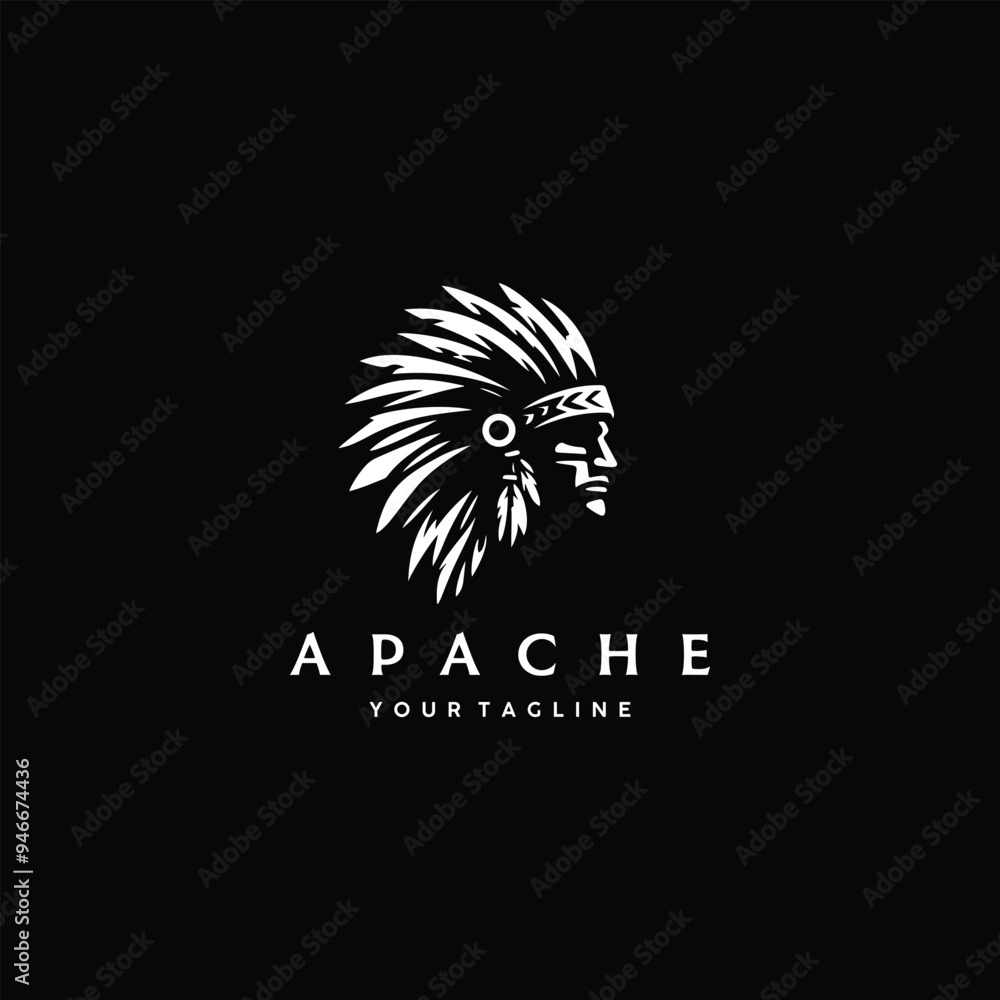 Poster chief apache character logo vector illustration. indian man logo ...