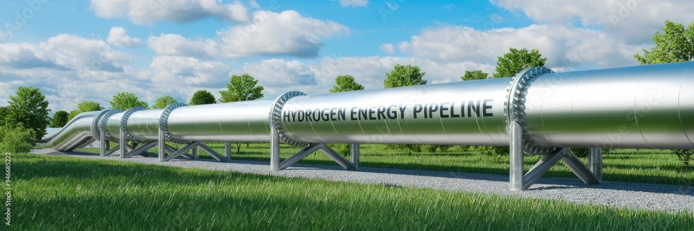 3D Rendering of a Hydrogen Energy Pipeline Supporting Clean, Carbon ...