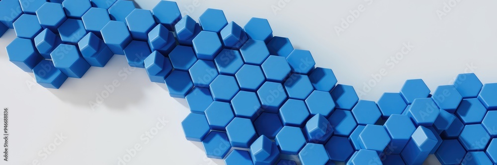 Matte surface with blue hexagon honeycomb shapes in random motion on a ...