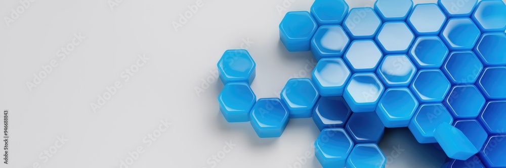 Matte surface with blue hexagon honeycomb shapes in random motion on a ...