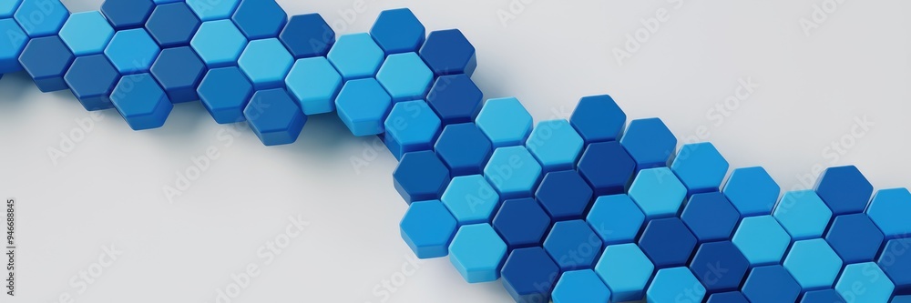 Matte surface with blue hexagon honeycomb shapes in random motion on a ...