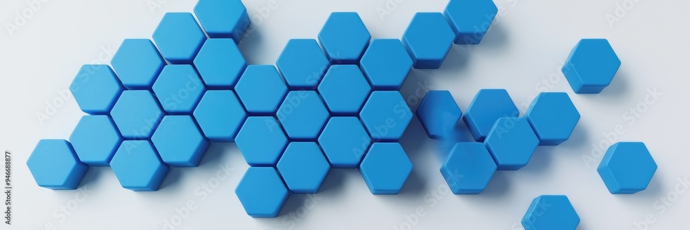 Matte surface with blue hexagon honeycomb shapes in random motion on a ...