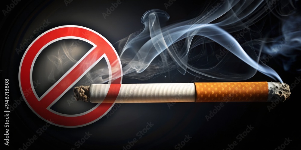 No Smoking Sign with Burning Cigarette, Smoke, Symbol, Sign, Ban ,no ...