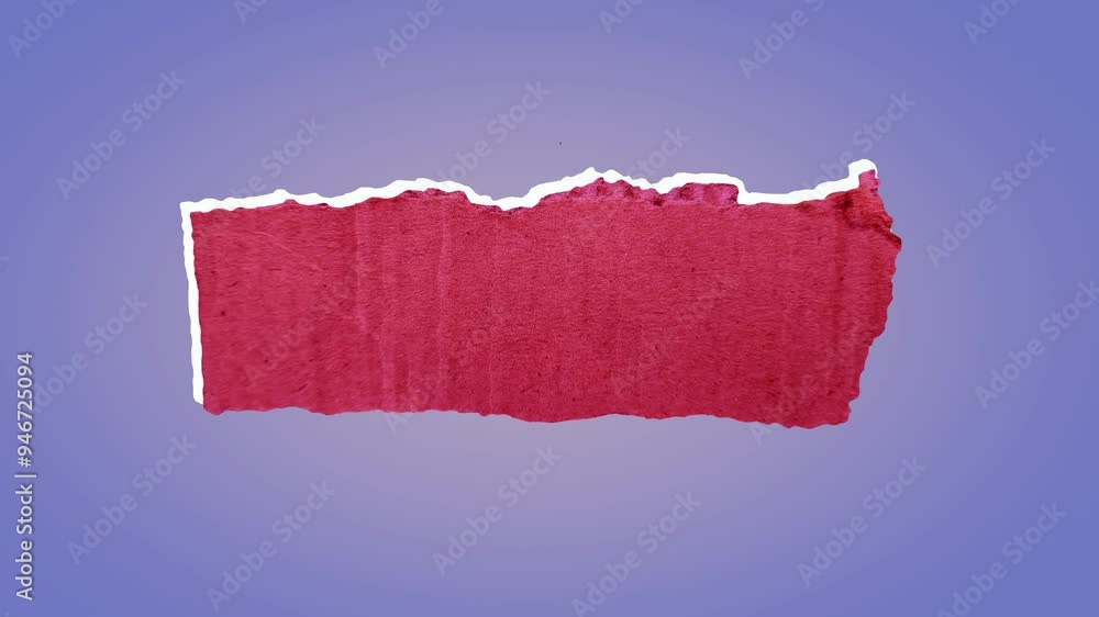 Red cardboard paper cutout on purple background. Copy space for text ...