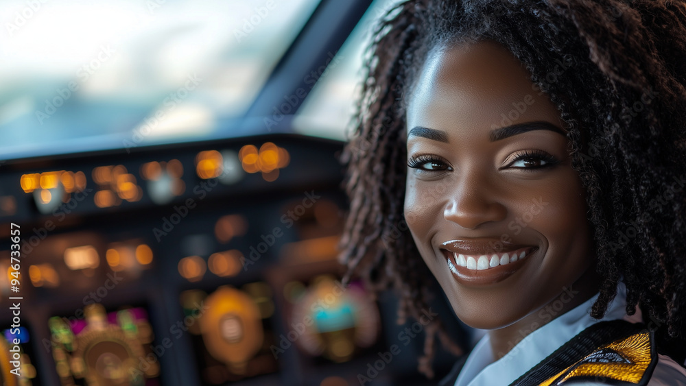 African Black Woman Airline Pilot - pilot, cockpit, airplane, aviation ...
