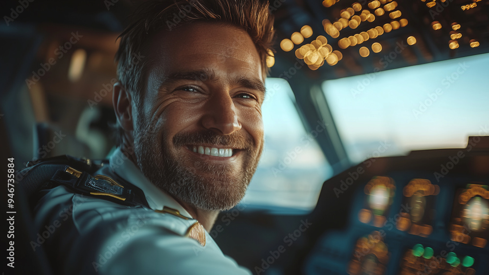 Caucasian White Man Airline Pilot - pilot, airplane, cockpit, smile ...