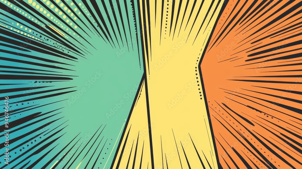 Image of a powerful comic book layout background with halftone dots and ...