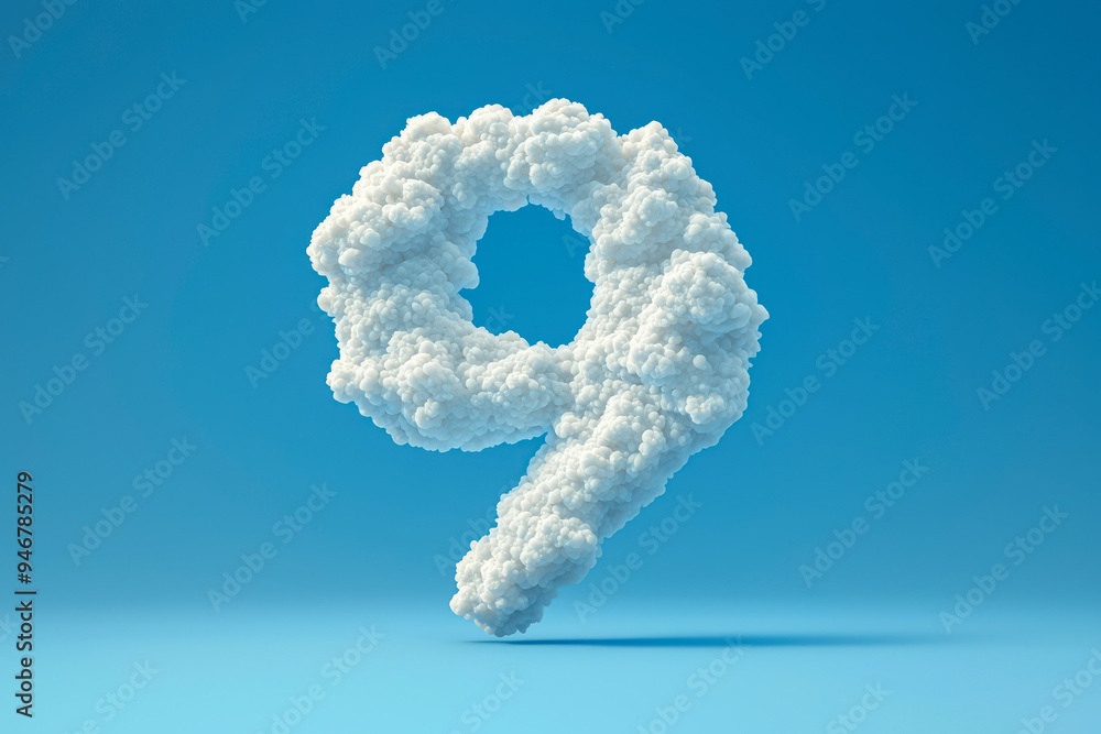 "Number 9 in the Clouds: Minimalist High-Resolution Stock Photo with ...