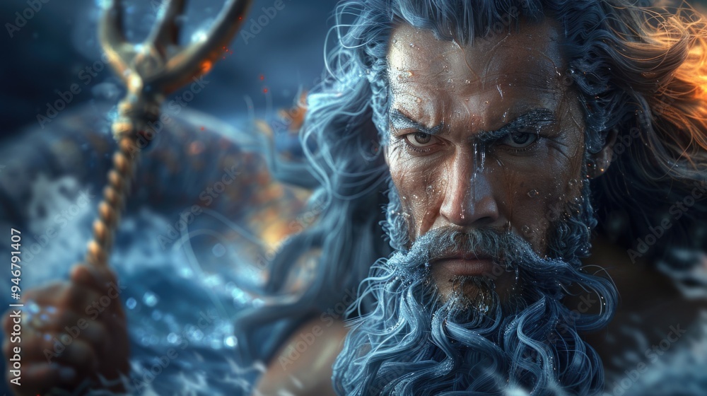 Mighty oceanic deity: Poseidon, Neptune the greek god of the sea and ...