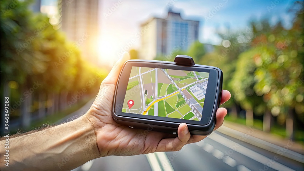 A modern navigation device strapped to a hand, showcasing features like ...