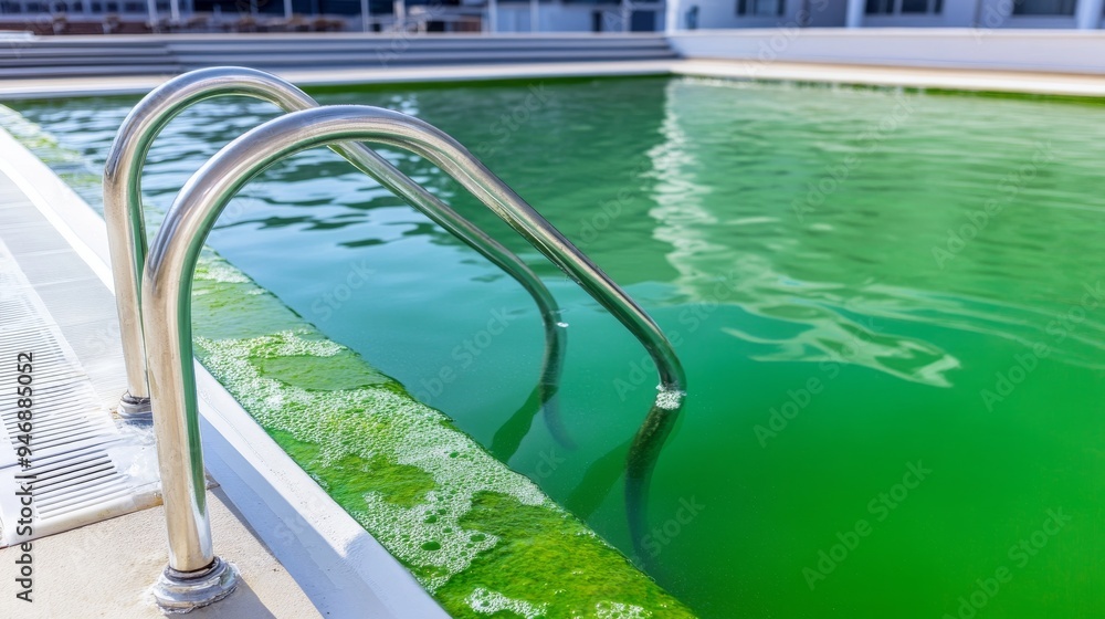 Green algae in pool water, algae in pool water, green algae, dirty ...