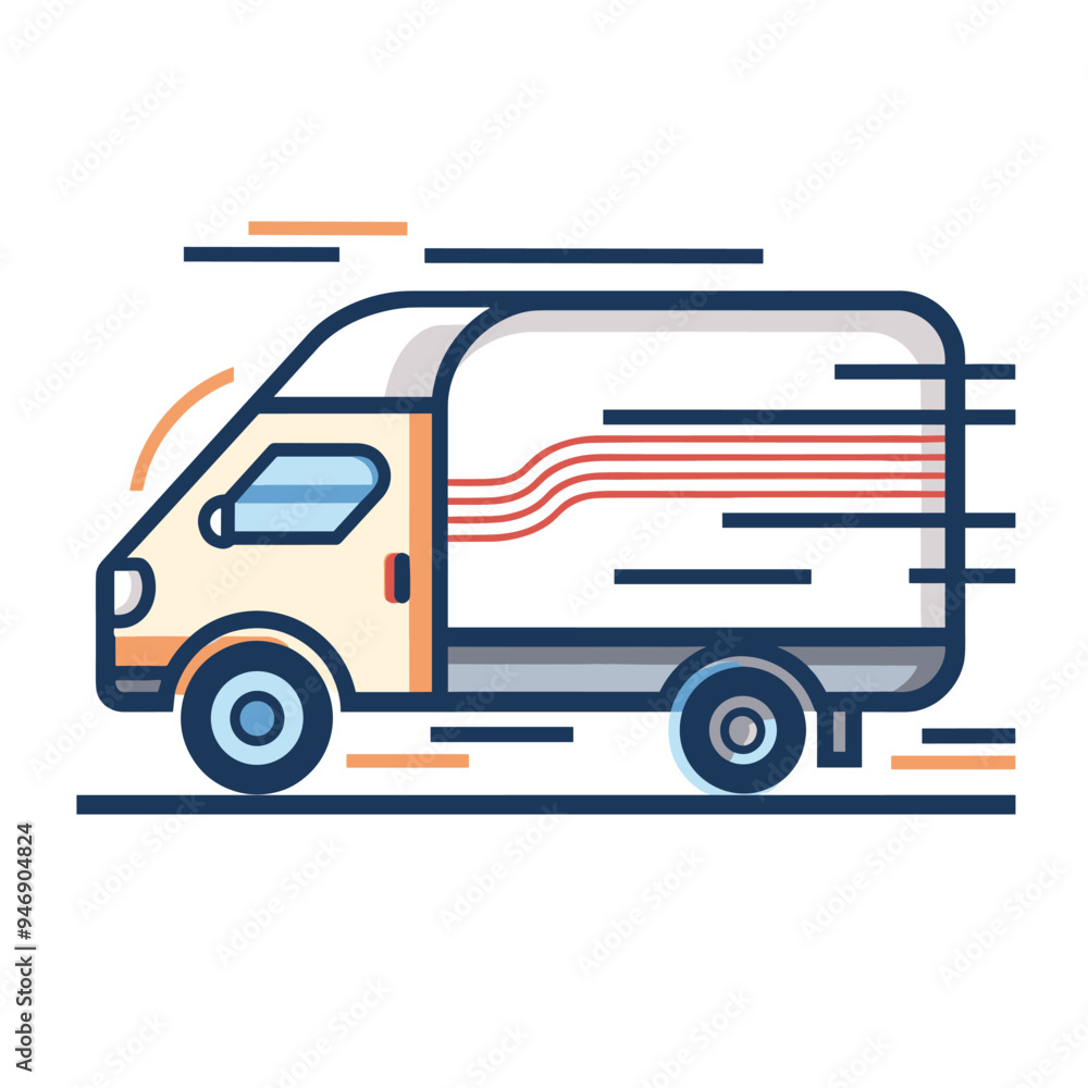 Cartoon-style illustration of a fast moving delivery truck, showing ...