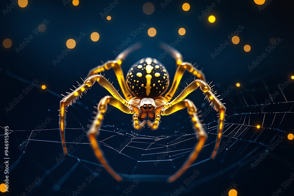 Spider spinning a web under the stars, captured in a photo where the ...