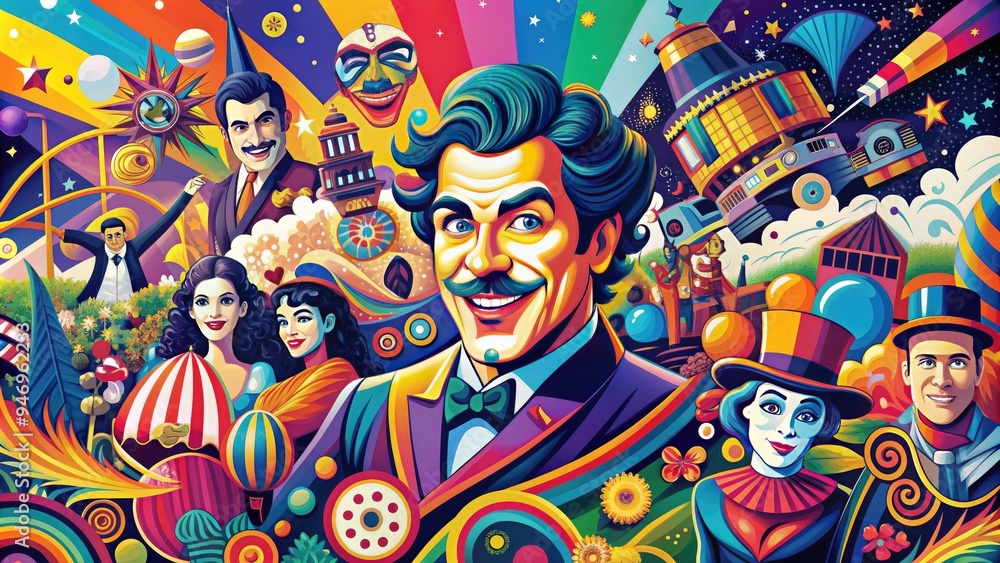Vibrant, bold illustration of iconic film moment, featuring dynamic ...