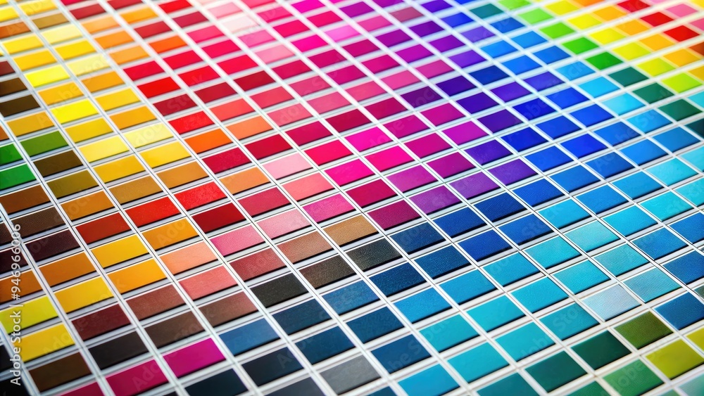 Vibrant color swatches of cyan, magenta, yellow, and key/black on a ...